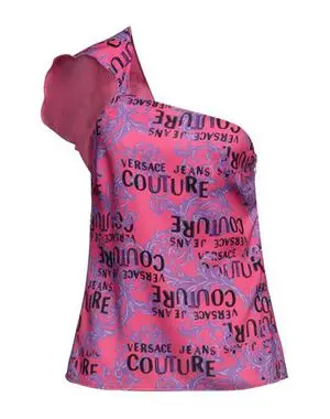 Versace One-shoulder Printed Cady Top