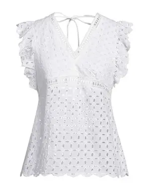 Pinko Cotton Top With Broderie Anglaise - White
