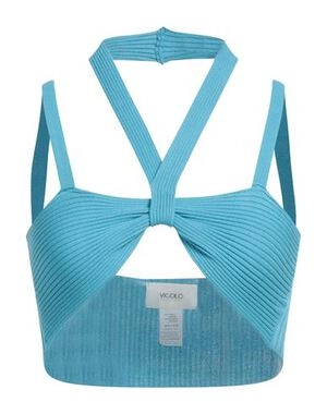 VICOLO Knit Crop Top - Azure