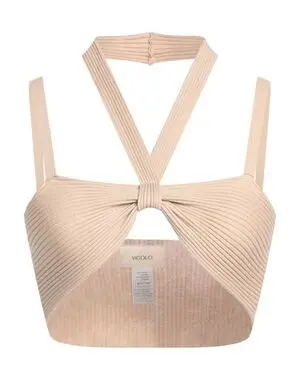 VICOLO Knit Crop Top - Beige