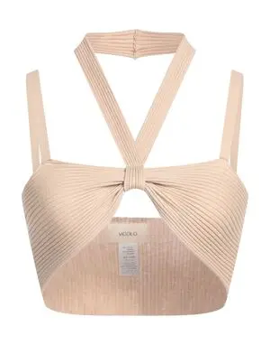 VICOLO Knit Crop Top - Beige