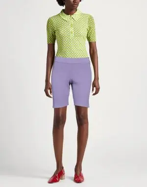 VICOLO Ribbed Knit High-waisted Shorts