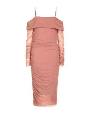 GAËLLE PARIS Bodycon Midi Dress With Draped Neckline And Gathered Tulle Sleeves