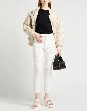 Armani Exchange Distressed Cotton Denim Jeans - White
