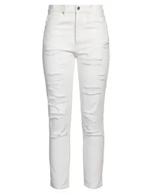 Armani Exchange Distressed Cotton Denim Jeans - White