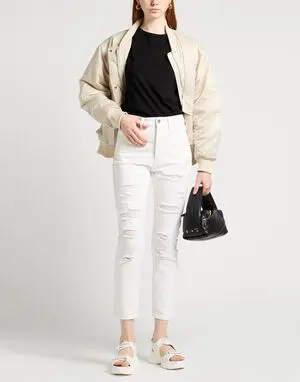 Armani Exchange Distressed Cotton Denim Jeans - White