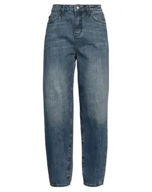Armani Exchange Cotton Jeans With Leather Trims - Blue