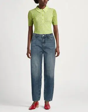 Armani Exchange Cotton Jeans With Leather Trims - Blue