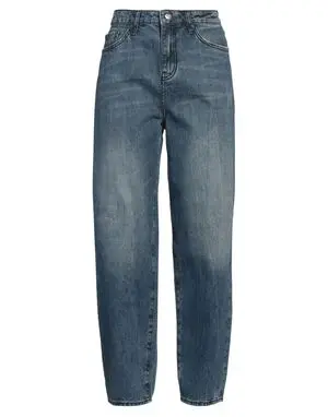 Armani Exchange Cotton Jeans With Leather Trims - Blue