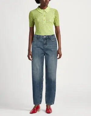 Armani Exchange Cotton Jeans With Leather Trims - Blue