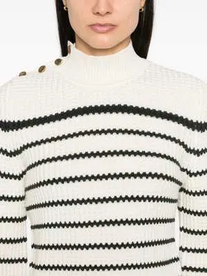 FORTE_FORTE High-neck Striped Sweater