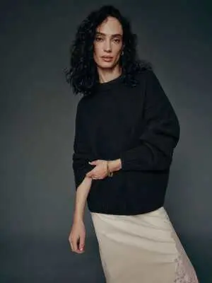 REFORMATION Gwen Oversized Regenerative Wool Sweater - Black
