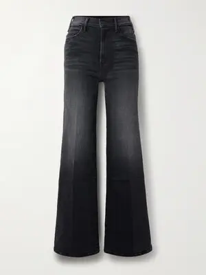MOTHER The Hustler Roller High-rise Wide-leg Jeans - Black
