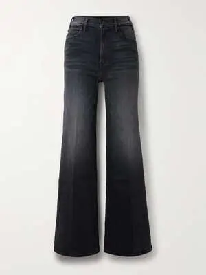 MOTHER The Hustler Roller High-rise Wide-leg Jeans - Black