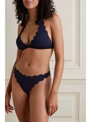 Marysia Spring Scalloped Halterneck Bikini Top - Black