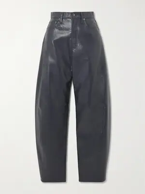 Women's Leather Blend Barrel Leg Pants