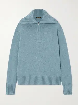 Loro Piana Cashmere Quarter Zip Pullover - Blue