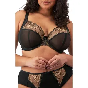 Elomi Teagan Full Figure Underwire Plunge Bra - Black/ Almond