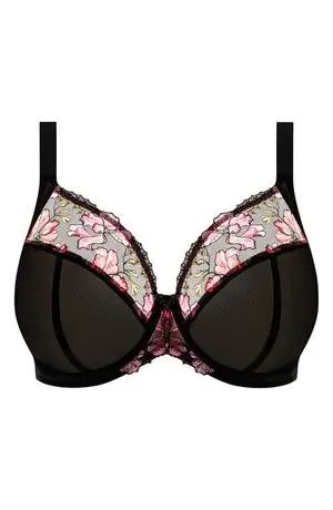 Elomi Teagan Full Figure Underwire Plunge Bra - Black/rainbow