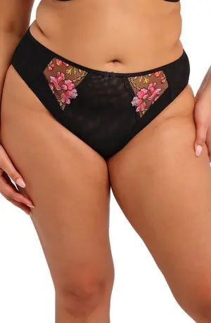 Elomi Teagan High Leg Briefs - Black/rainbow