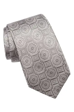ELIZABETTA Elizabetta Romeo Silk Jacquard Tie Silver