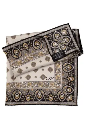 ELIZABETTA Savino Silk Pocket Square - Light Grey