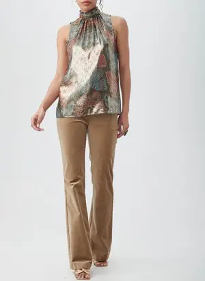 Trina Turk Rissa Metallic Butterfly Print Blouse