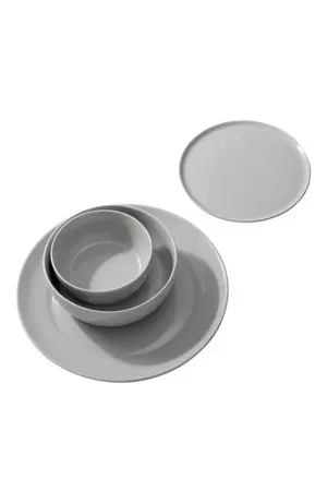 FORS STUDIO Wide Rim Dinnerware Set4 Piece Set - Grey