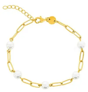 DONATELLO GIAN Name' Pearl And Chain Link Bracelet - Gold