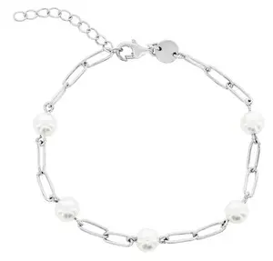 DONATELLO GIAN Name' Pearl And Chain Link Bracelet - Silver