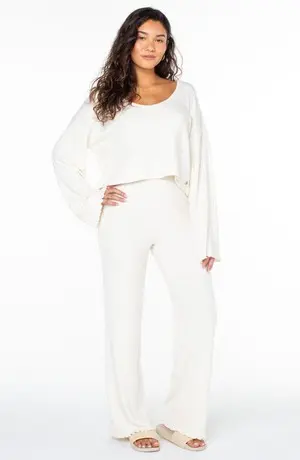 Roxy Sandy Coast Long Sleeve Crop Top