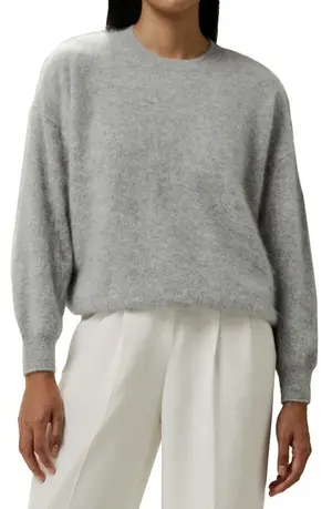 Lilysilk Brushed Cashmere Pullover - Light Grey