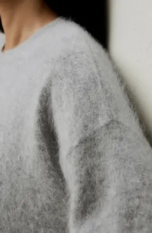 Lilysilk Brushed Cashmere Pullover - Light Grey