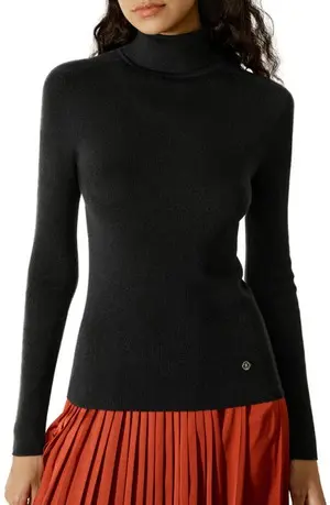 Lilysilk Seamless Silk-cashmere Blend Turtleneck Sweater - Black
