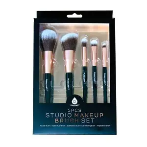 PURSONIC Facial Makeup Blender Sponge + Natural Facial Konjac Sponge Duo Set + 5 Pcs Studio Makeup Brush Set