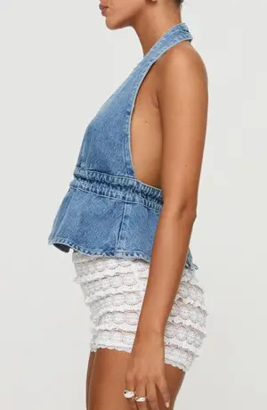 Princess Polly Sequoia Denim Halter Top