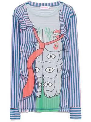 CHARLES JEFFREY Long-sleeves Mesh T-shirt - Pink