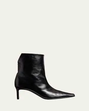 Khaite Ona Leather Ankle Boots - Black