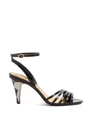Valentino Garavani Ladycrush 85mm Patent Leather Sandals With Crystals - Black