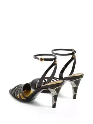 Valentino Garavani Ladycrush 85mm Patent Leather Sandals With Crystals - Black