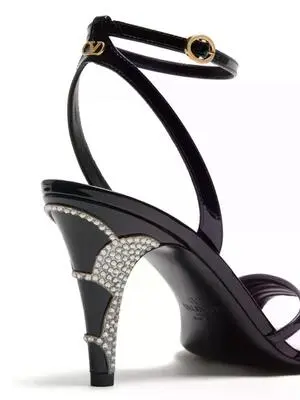 Valentino Garavani Ladycrush 85mm Patent Leather Sandals With Crystals - Black