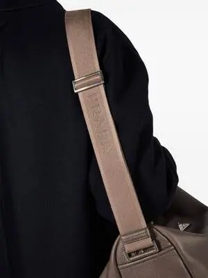 Prada Large Leather Shoulder Bag - Grey