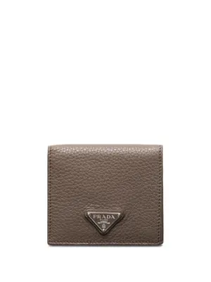 Prada Enamel Triangle-logo Wallet - Grey