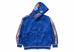 A BATHING APE Camo Relaxed Fit Shark Full Zip Hoodie - Blue