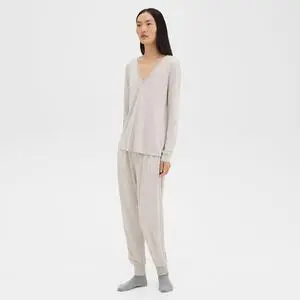 Theory Ribbed Cuff Silk-modal Jogger - Grey Oat