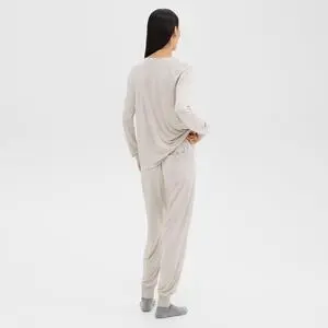 Theory Ribbed Cuff Silk-modal Jogger - Grey Oat