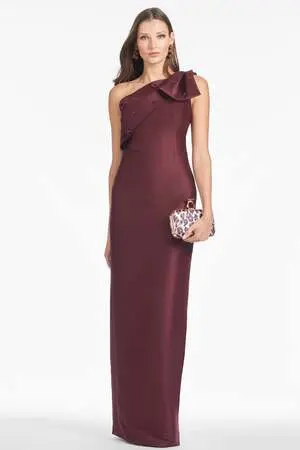 Sachin & Babi Olivia Embellished One-shoulder Gown - Malbec