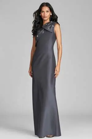 Sachin & Babi Olivia One-shoulder Mikado Gown - Charcoal