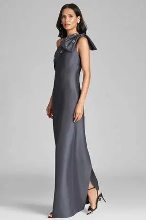 Sachin & Babi Olivia One-shoulder Mikado Gown - Charcoal