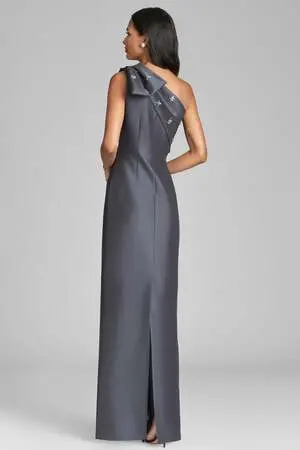 Sachin & Babi Olivia One-shoulder Mikado Gown - Charcoal